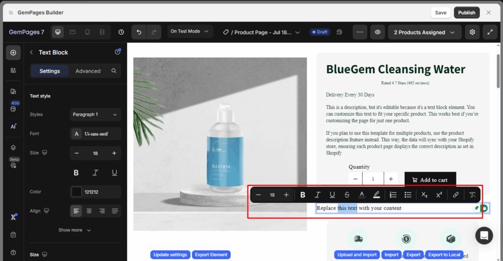 Text Block Element - Help Center