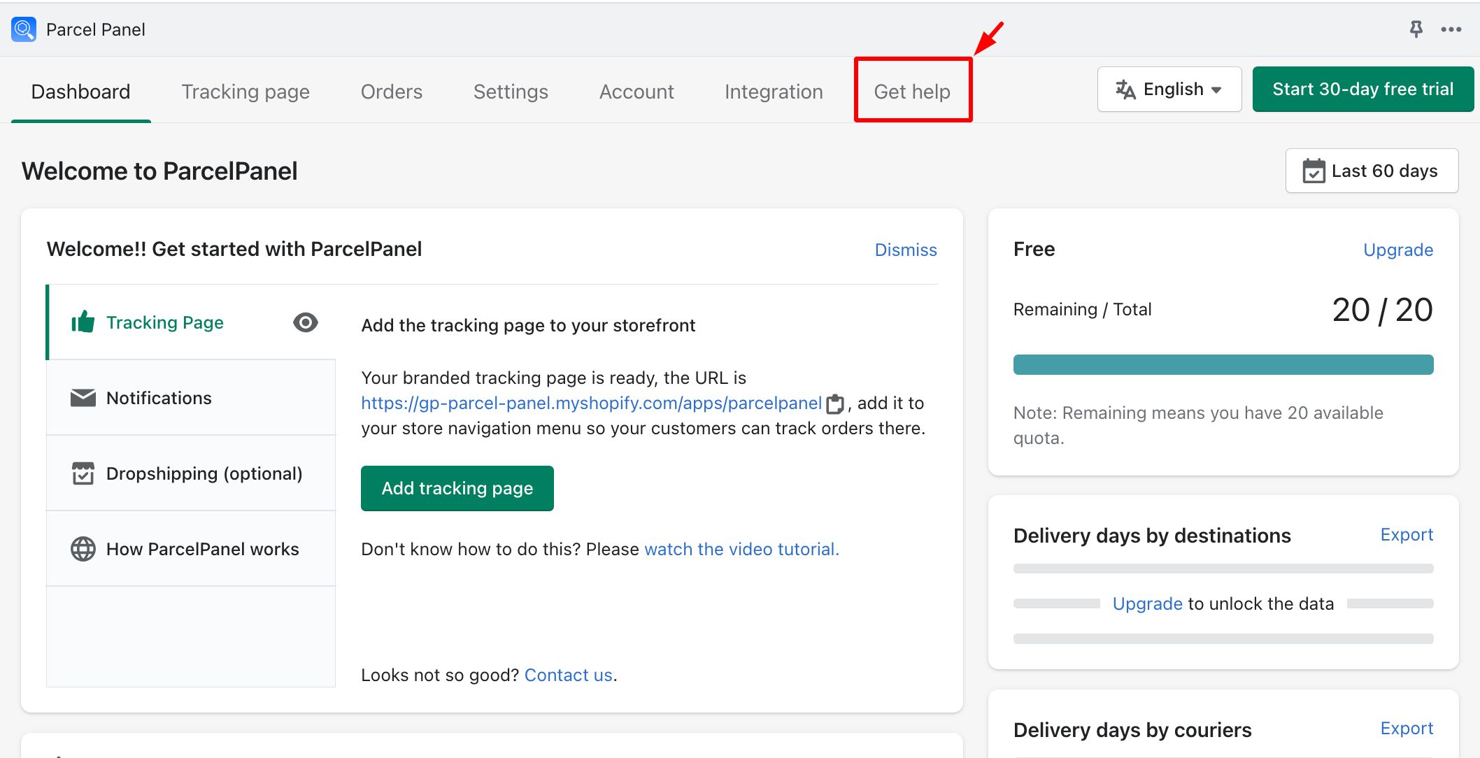Parcel Panel Order Tracking - Help Center