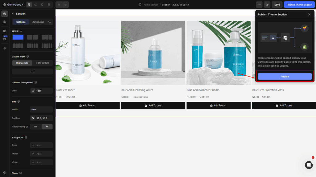 GemPages Theme Section & FAQs - Help Center