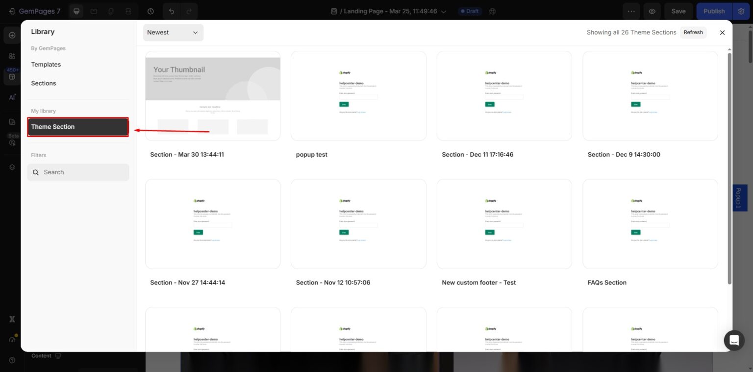GemPages Theme Section & FAQs - Help Center