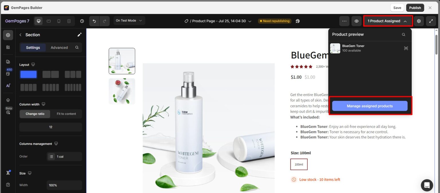 Assign Products to a Template in GemPages - Help Center