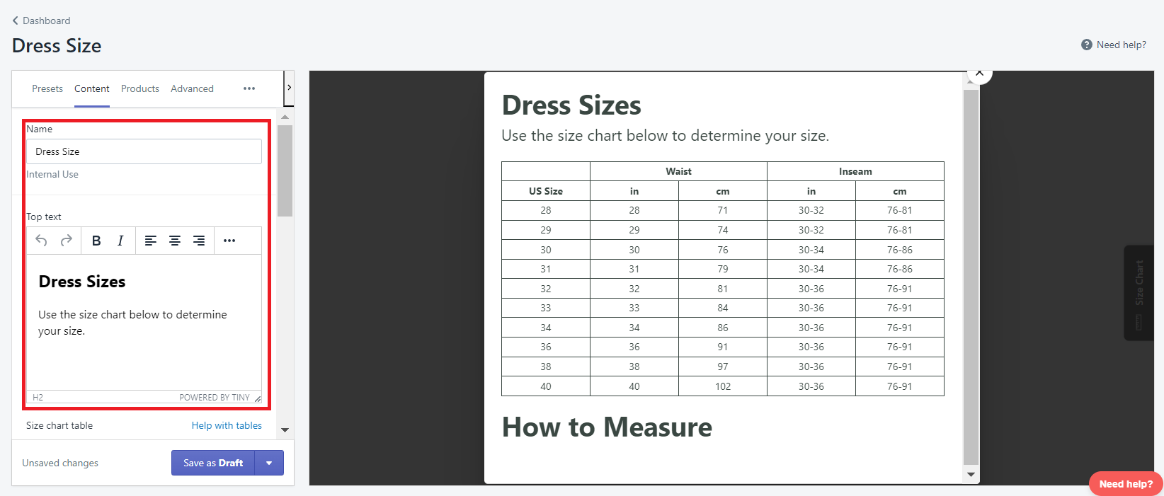 [V7] Clean Size Chart: Size Guide