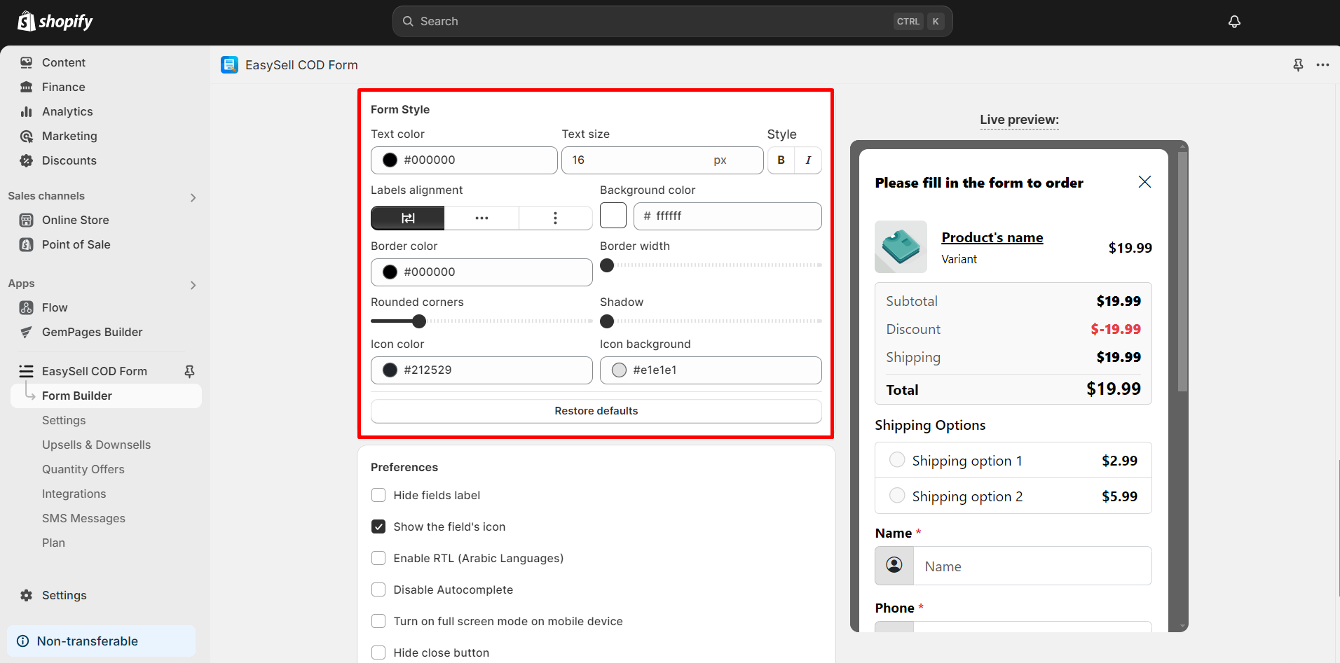 EasySell COD 表格和追加销售 - 帮助中心