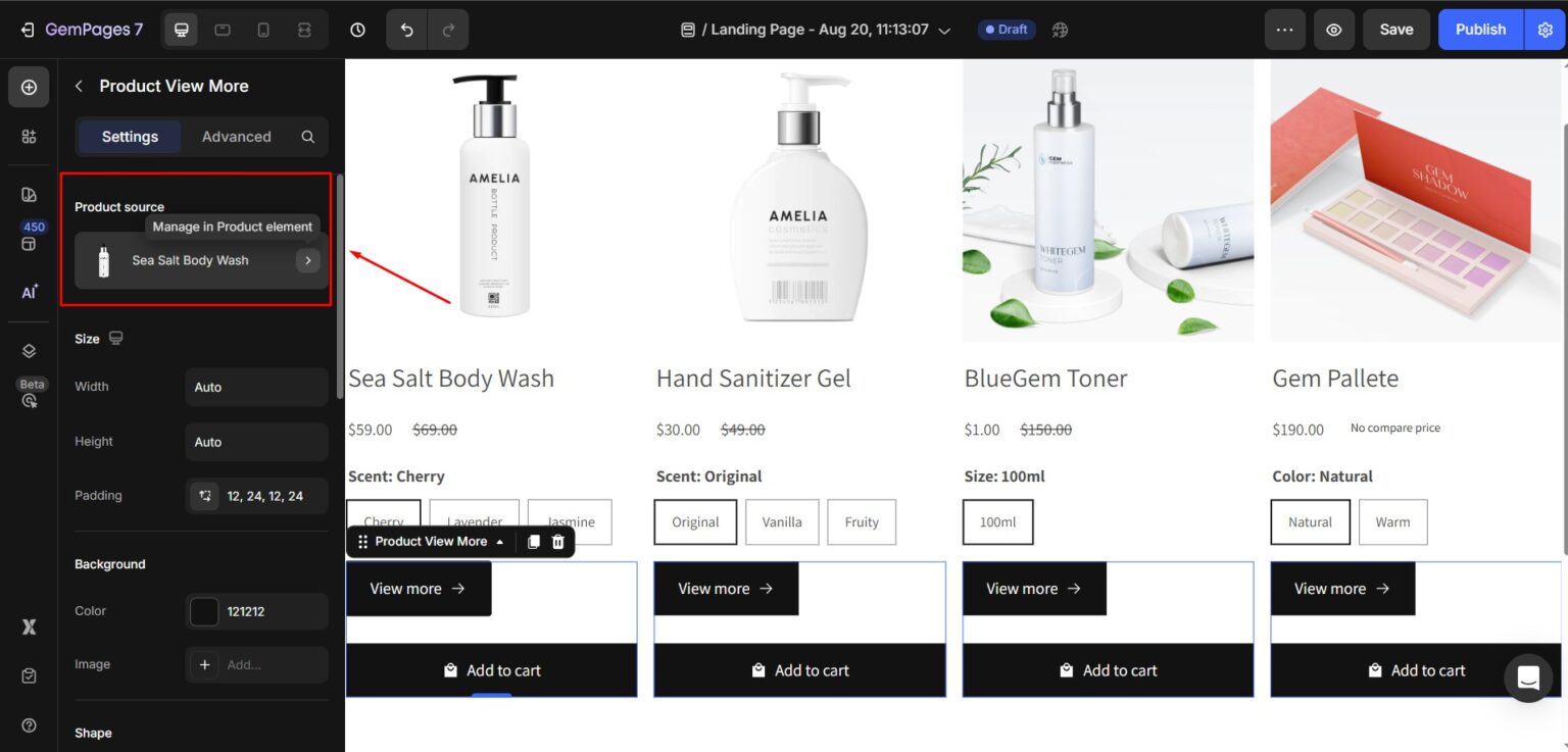Product View More Element - Help Center