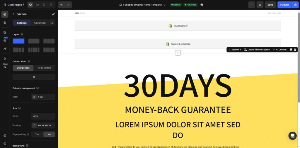 Edit Shopify Original Templates with GemPages - Help Center