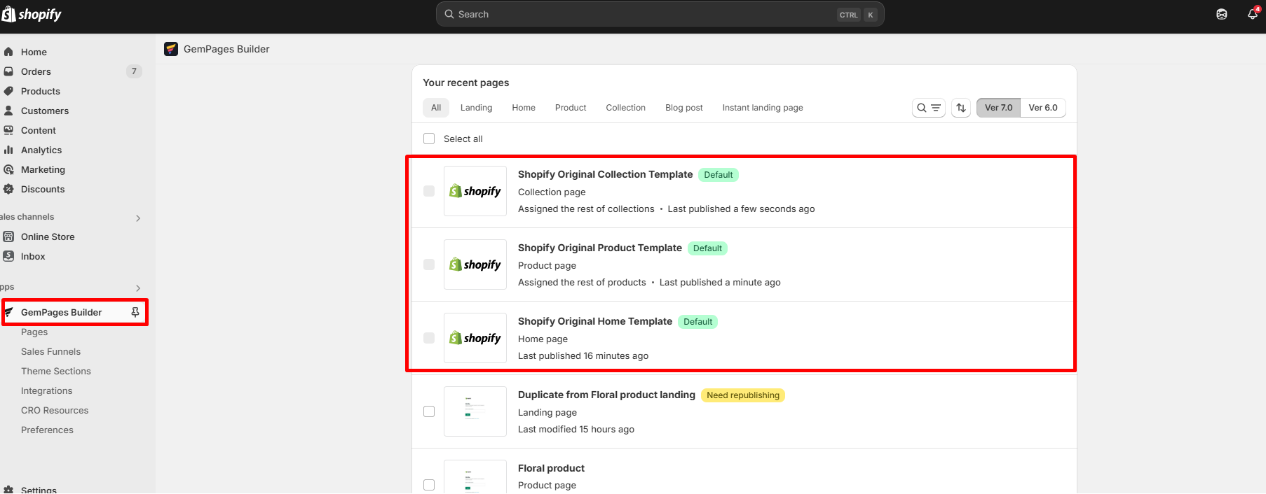 Edit Shopify Original Templates with GemPages - Help Center