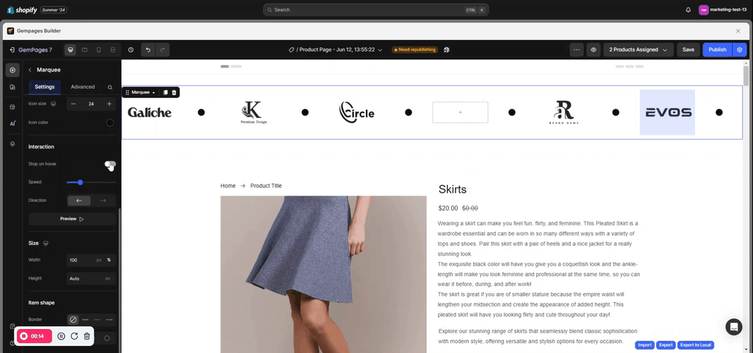 Marquee Element - Help Center