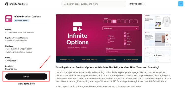 Infinite Product Options - Help Center