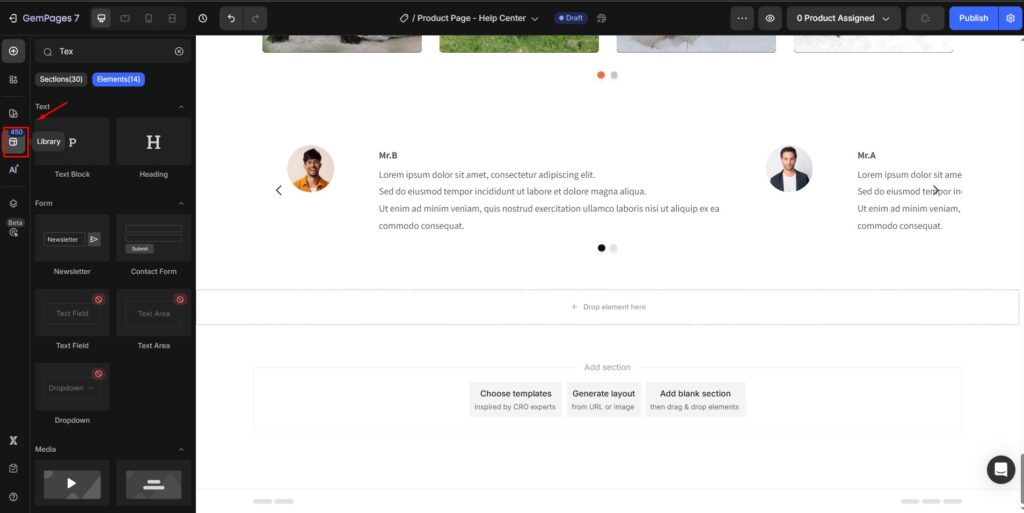 Design Testimonial Section with Carousel Element - Help Center