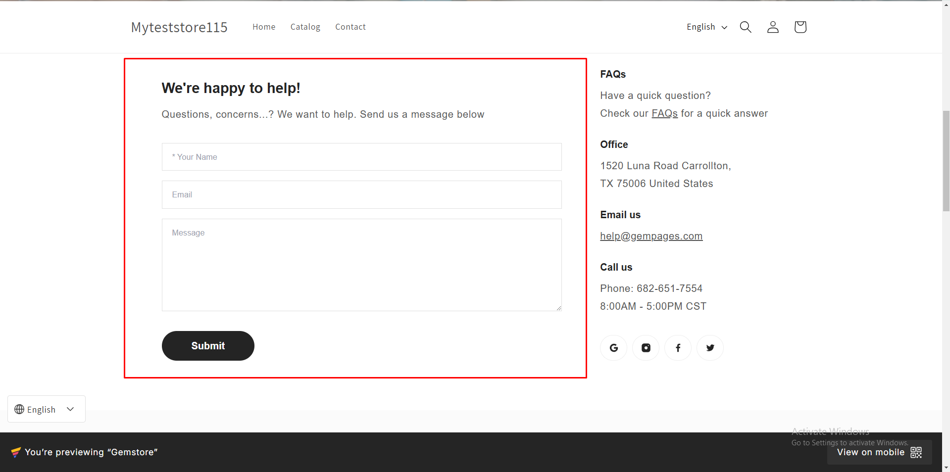 Design Contact Form Section with Contact Form Element - Help Center