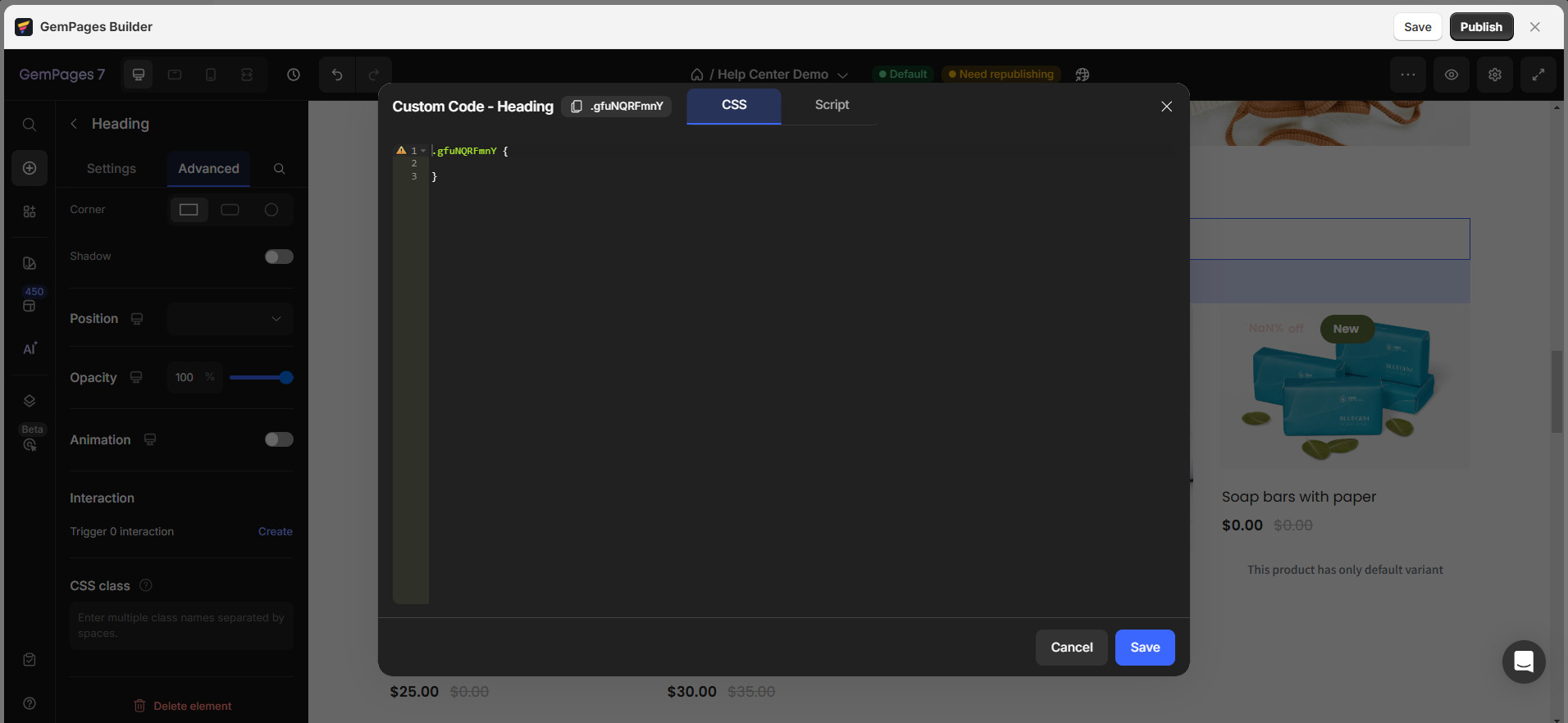 Customize Style of Element with Custom CSS & Javascript Code - Help Center