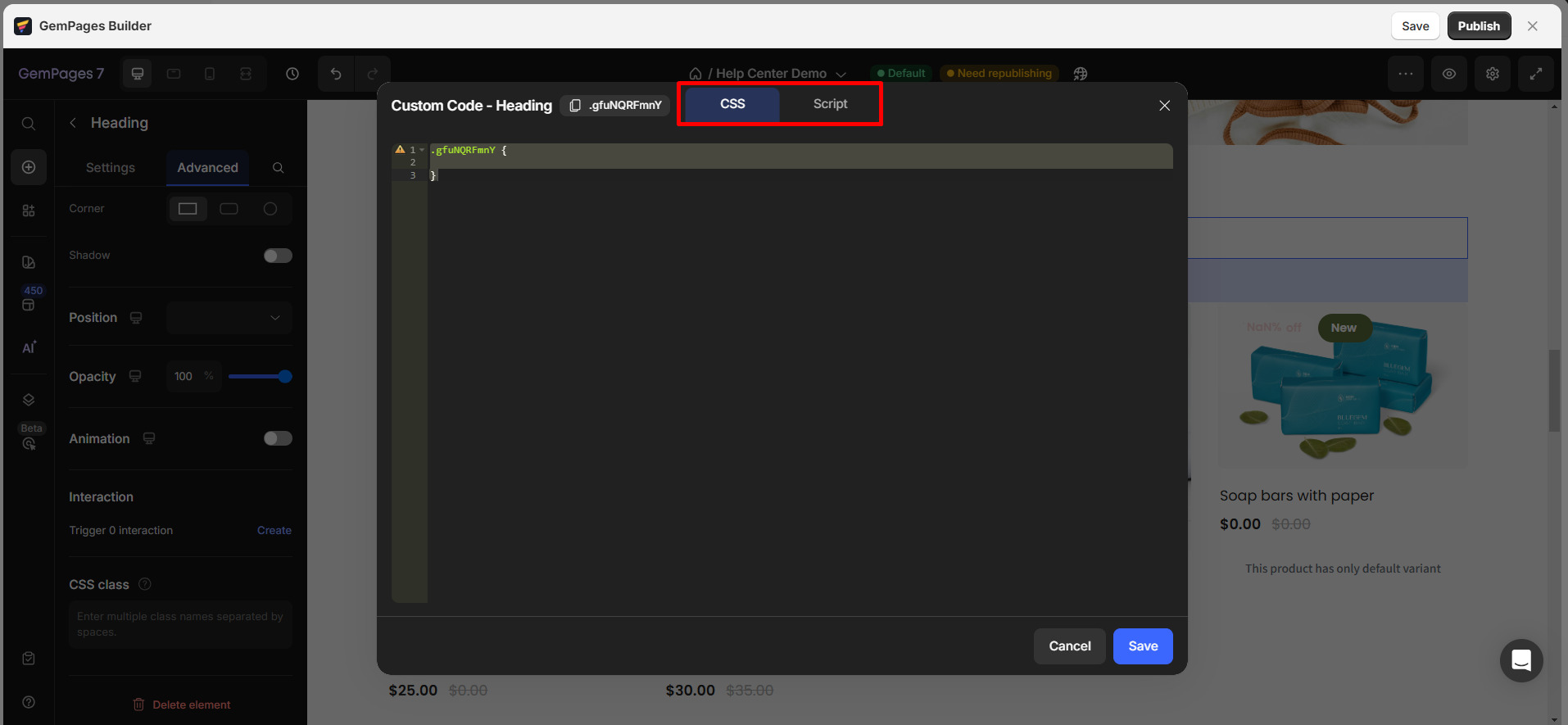 Customize Style of Element with Custom CSS & Javascript Code - Help Center