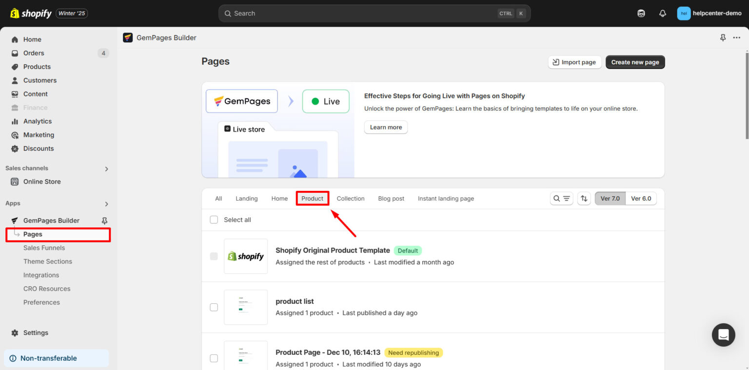 How to Edit Shopify Default Product Page with GemPages - Help Center