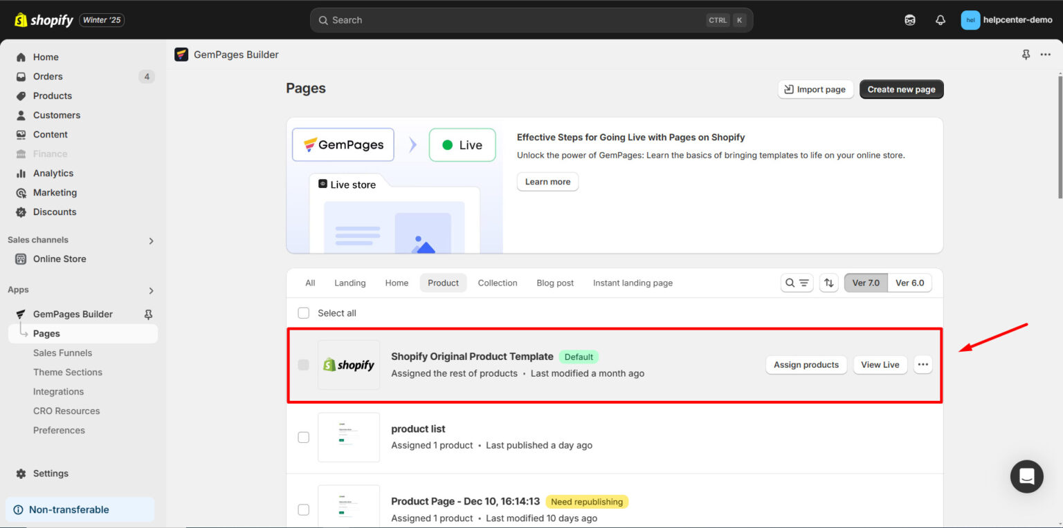 How to Edit Shopify Default Product Page with GemPages - Help Center