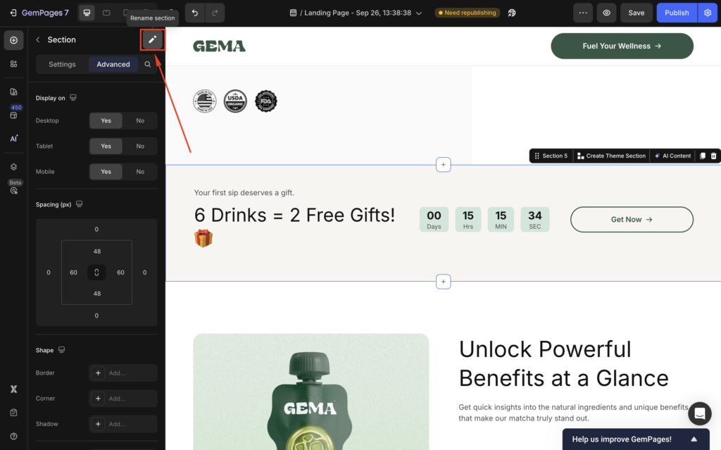 What is a Section and How Many can I Create within a Page? - Help Center