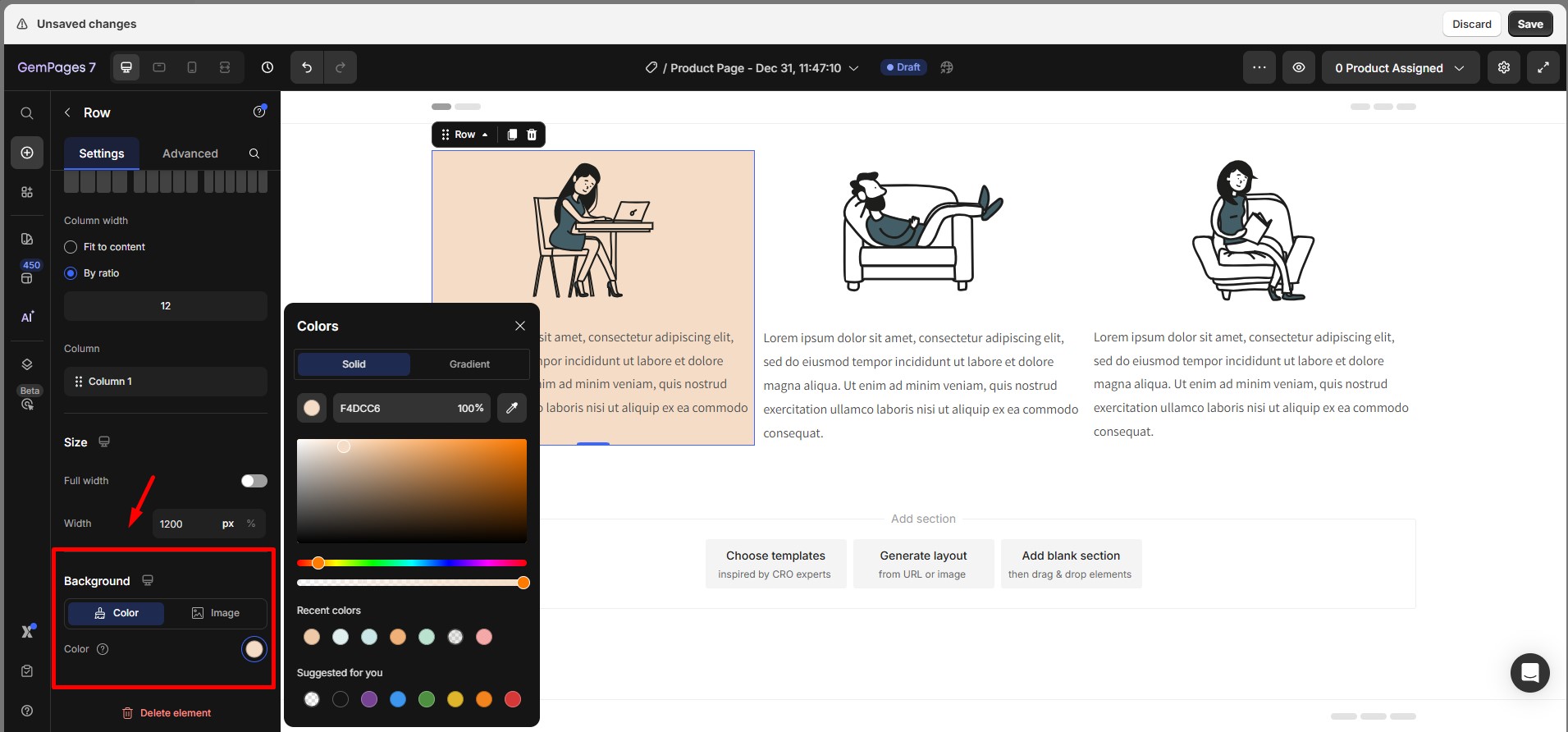 Set Background for Column Inside Row - Help Center