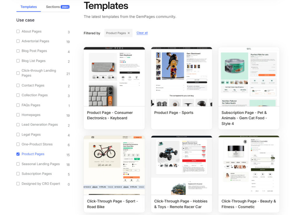How to Make a Product Page Using GemPages Templates - Help Center