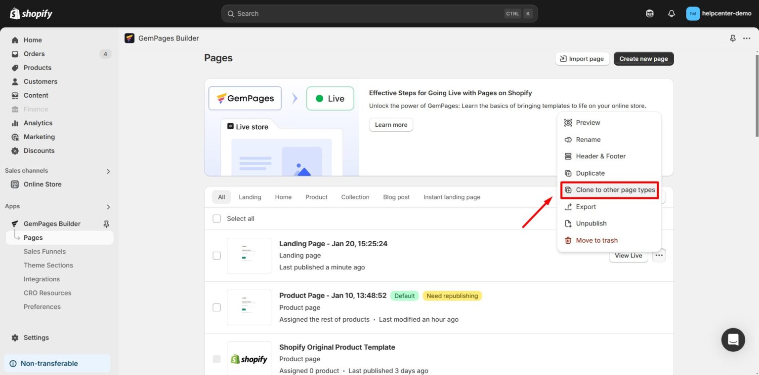 Change a Landing Page to a Product Page - Help Center
