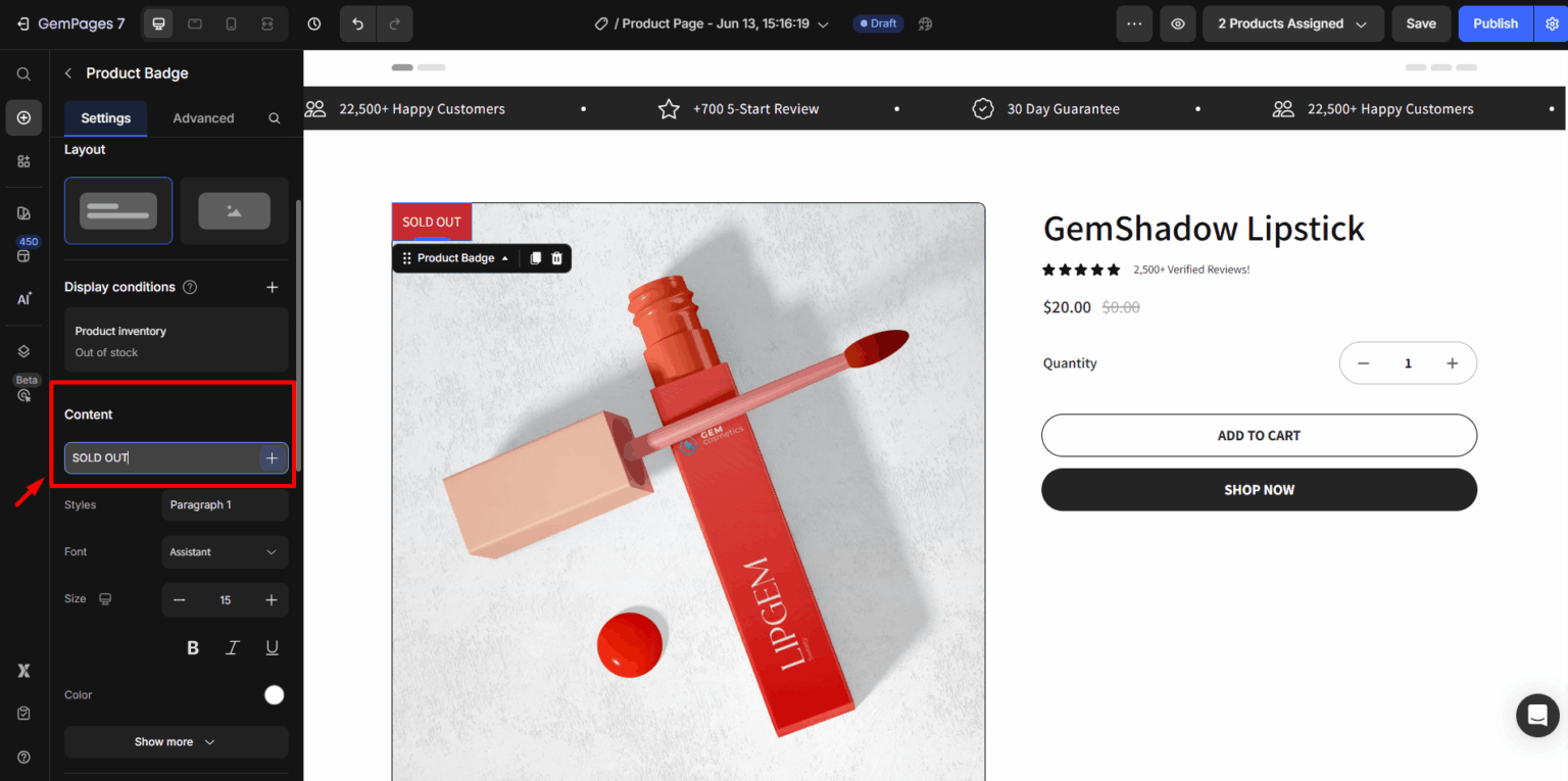 How to Mark Products as Sold Out with GemPages on Shopify - Help Center