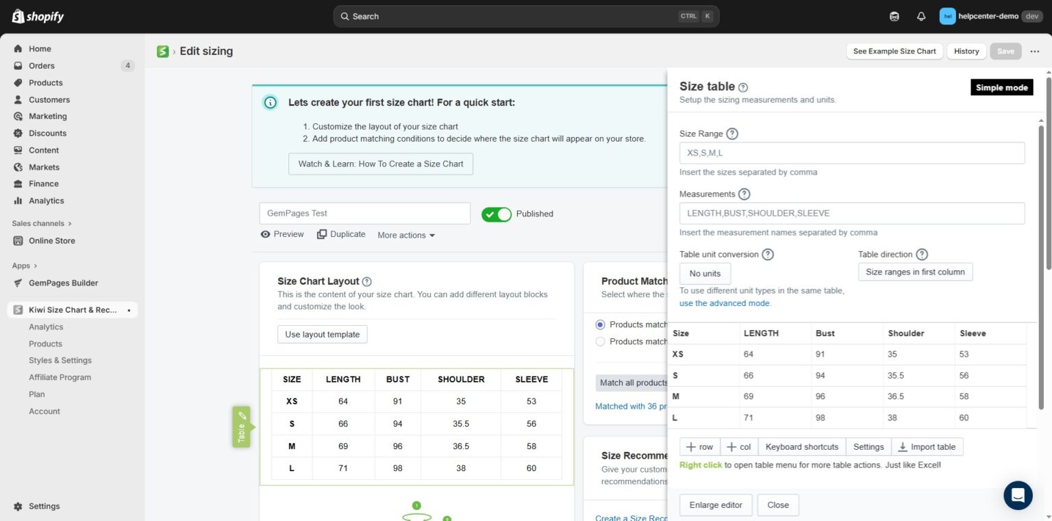 Kiwi Size Chart & Recommender - Help Center